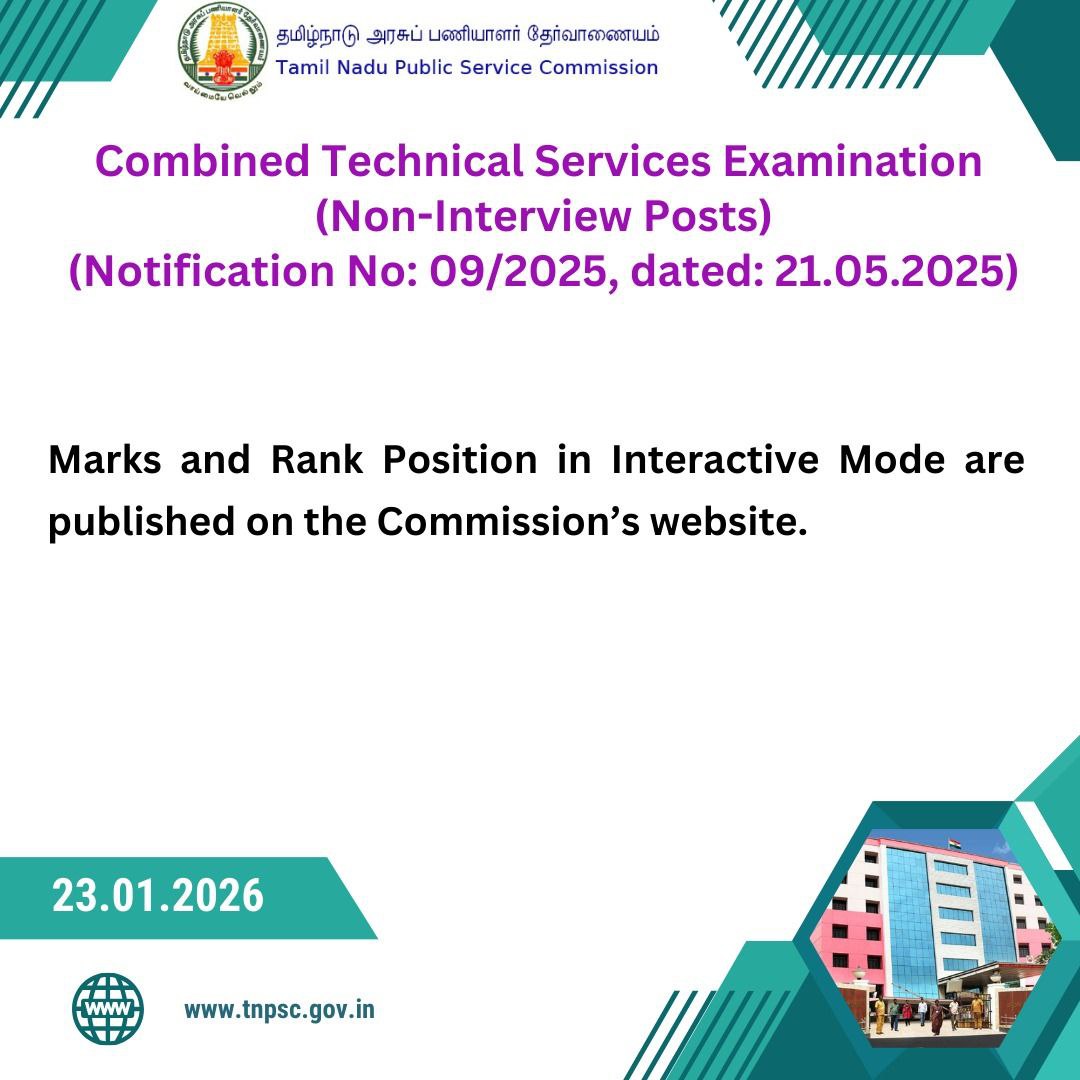 TNPSC Combined Technical Services Examination (Non-Interview Posts)